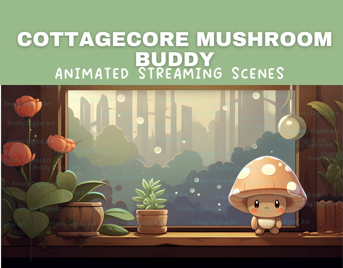 ANIMATED Mushroom Streaming Scene Pack, Twitch Background, Unique ...