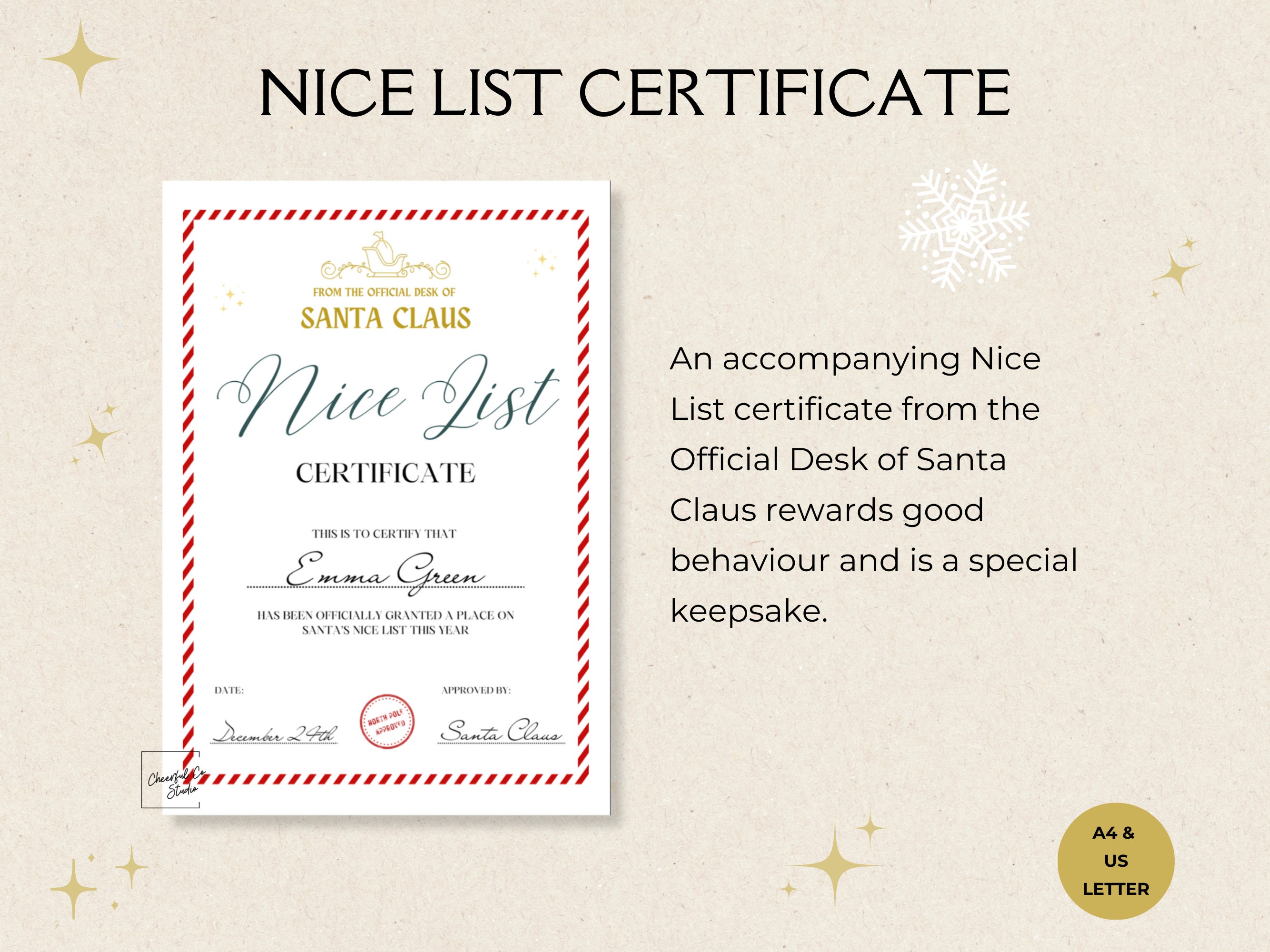 Letter From Santa & Nice List Certificate Editable Santa Letter ...