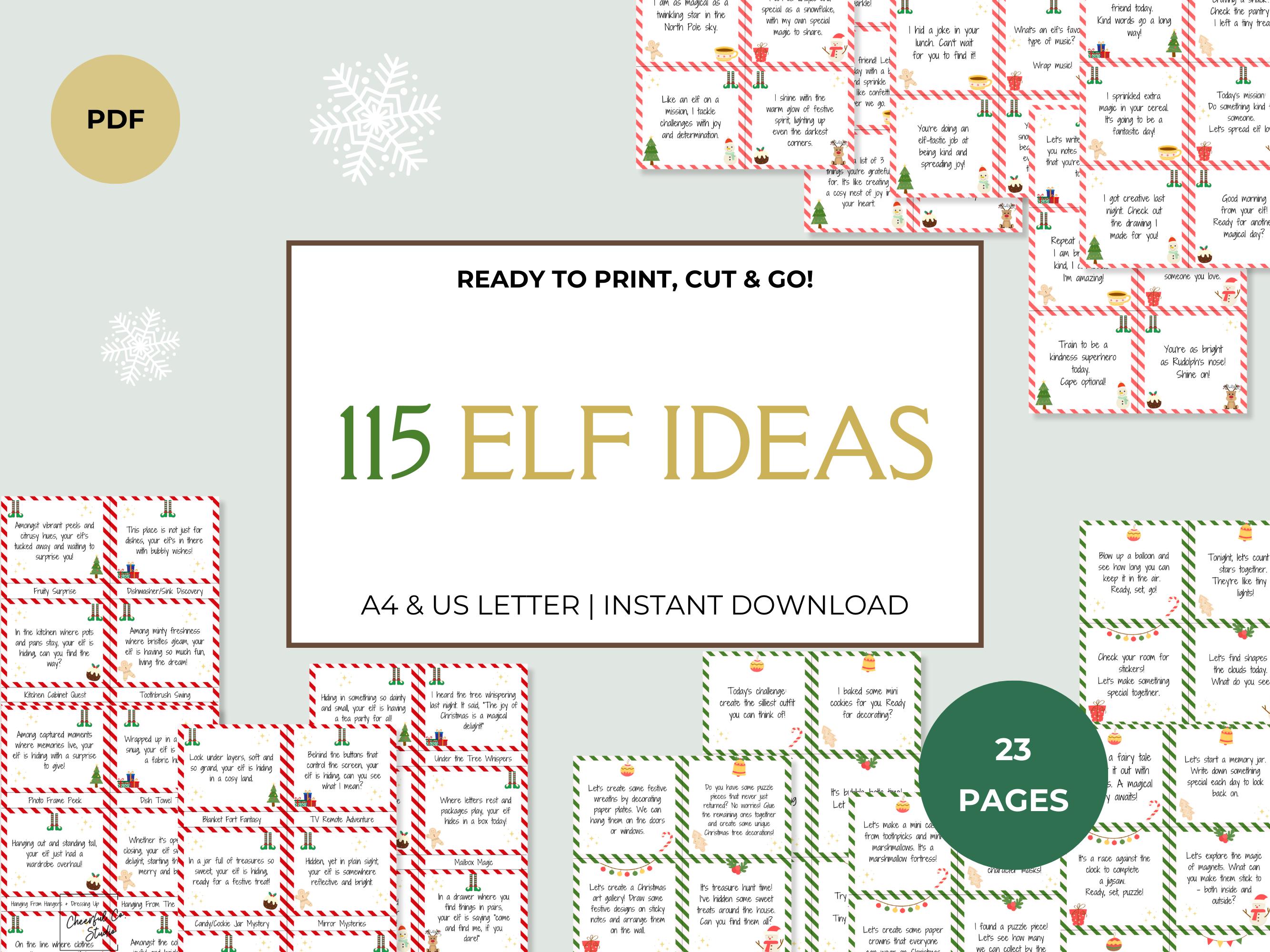 Elf Ideas | Elf Printable With Elf Hiding Places, Elf Activities, Elf ...