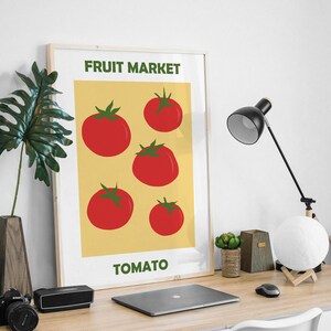 Fruit Market Tomato Poster, Retro Fruit Art Print, Mid Century Fruit ...