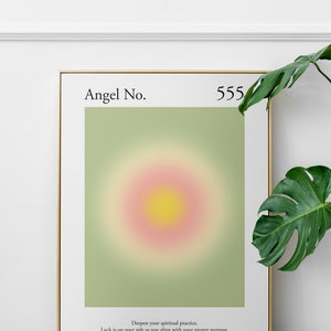 Angel Number 555, Spiritual Wall Art, Manifestation Energy Gradient ...