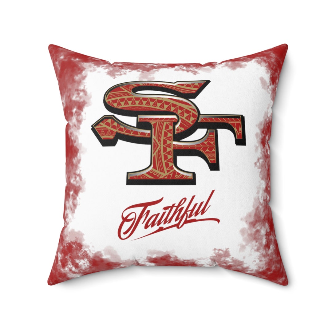 SF Faithful Tribal Faux Suede Square Pillow Niners Faux Suede Pillow ...
