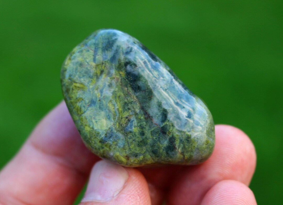 Epidote Stone, 1.62oz Palm Sized, Naturally Water Tumbled, Lake ...