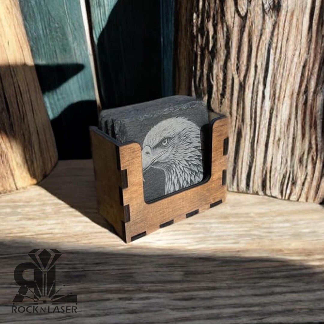 Slate Coaster Holder for 4 X 4 Slate Coasters 4pcs. Can Be Personalized ...