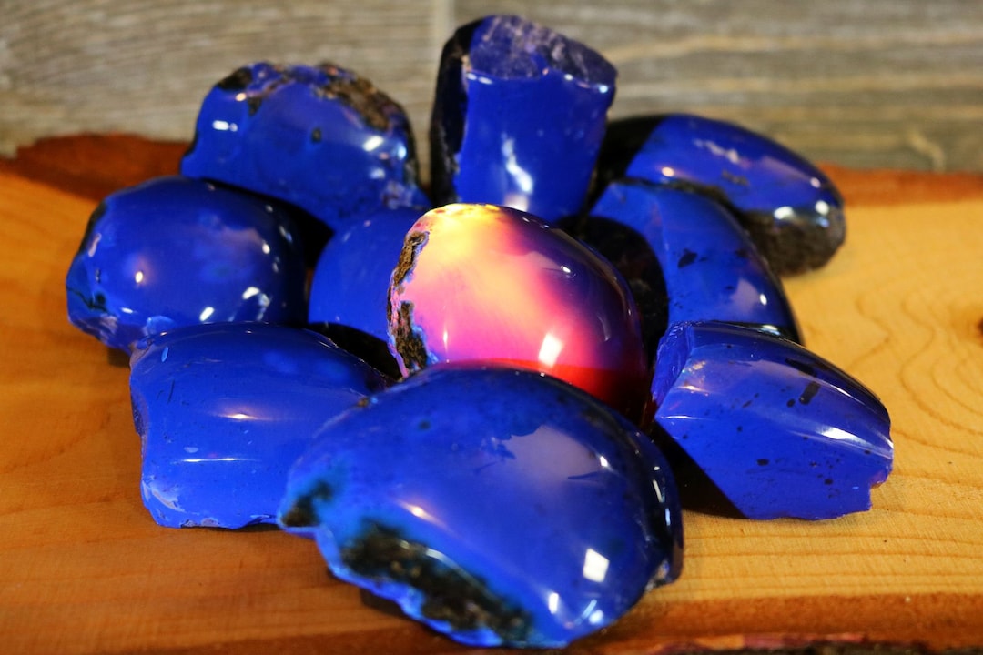 Rare Blue Amber, UV Reactive From Indonesia, One Side Polished, Large ...