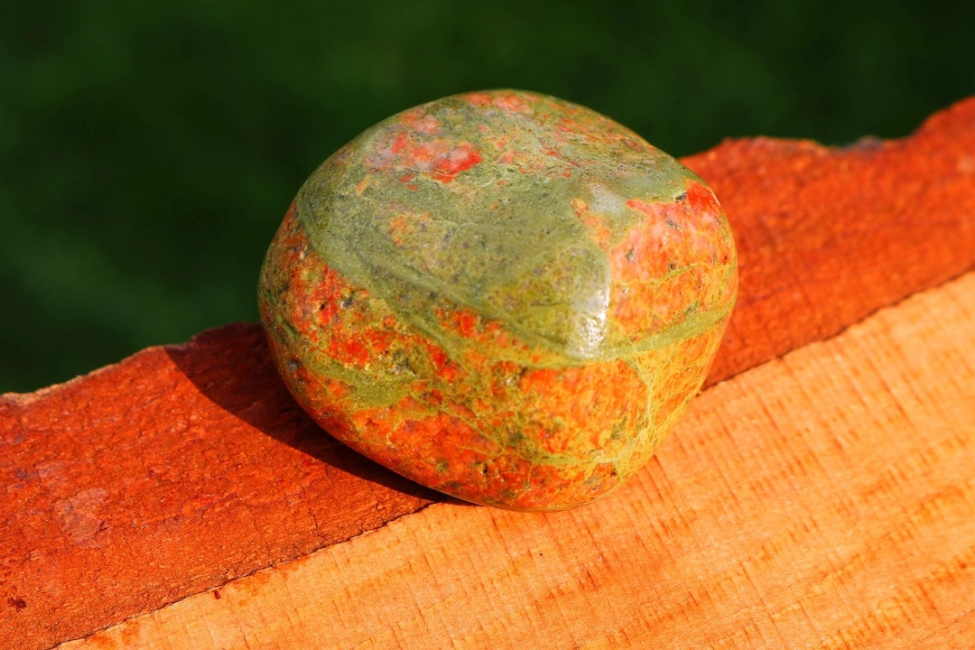 Unakite Stone, 3.99oz Green Epidote and Red Feldspar, Naturally Water ...