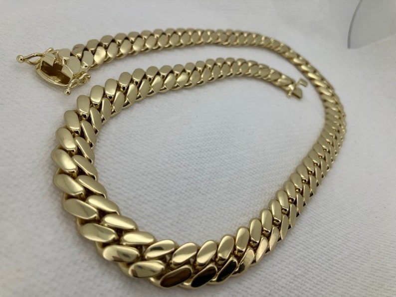 12mm Miami Cuban Link Chain Bracelet Set 10k Plated Box Lock Solid ...