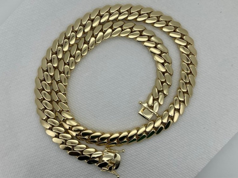 12mm Miami Cuban Link Chain Bracelet Set 10k Plated Box Lock Solid ...