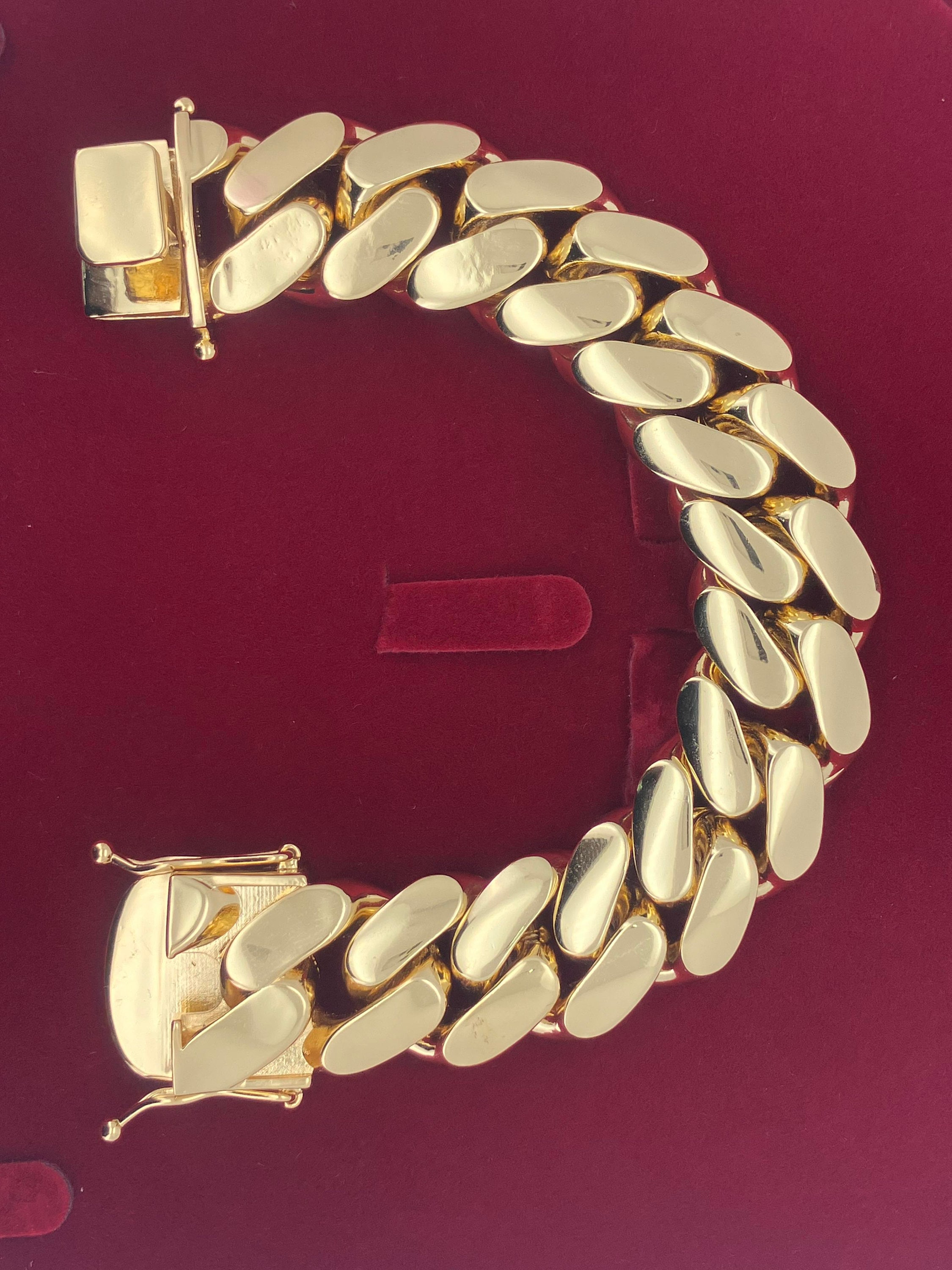 Miami Cuban Link Bracelet 10k Gold Plated Handmade Solid Heavy With ...