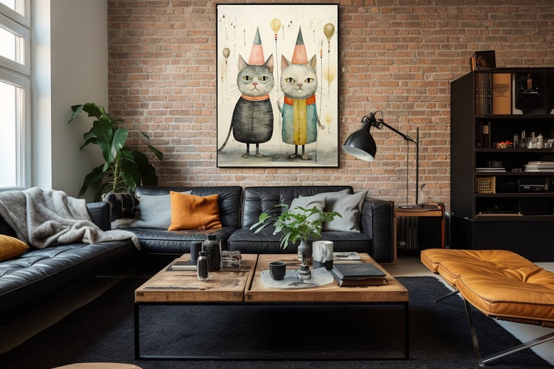 Whimsical Party Cats With Balloons Printable Wall Décor - Etsy