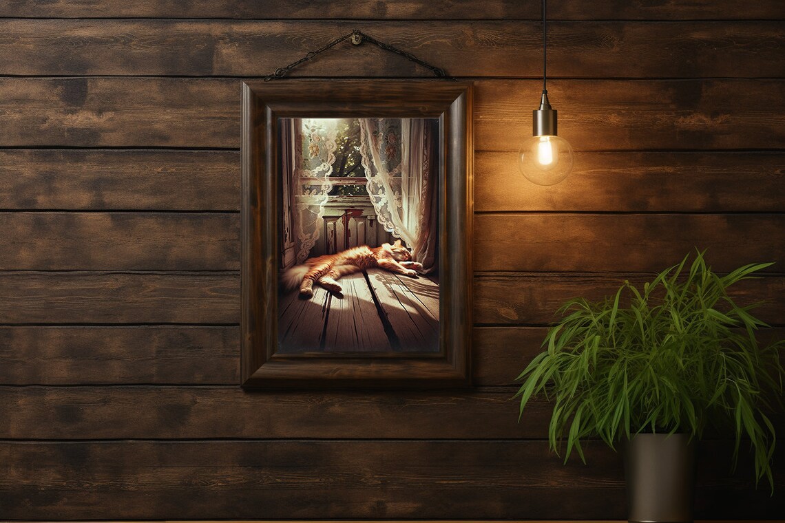 Serenity by the Window: A Sun-kissed Cat Resting - Etsy