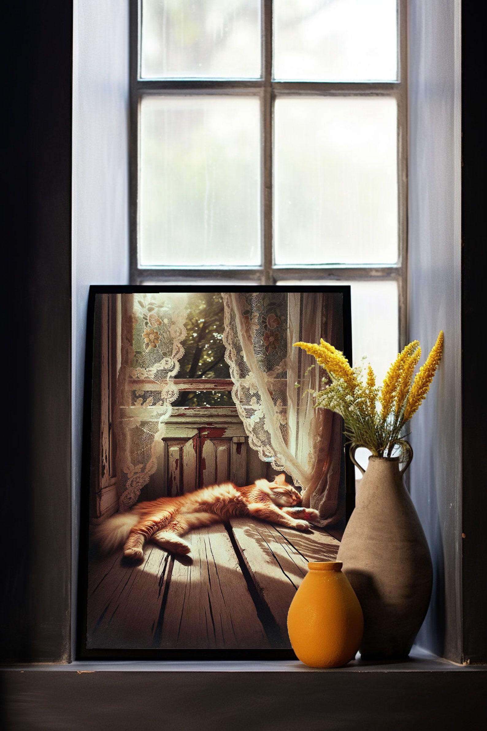 Serenity by the Window: A Sun-kissed Cat Resting - Etsy