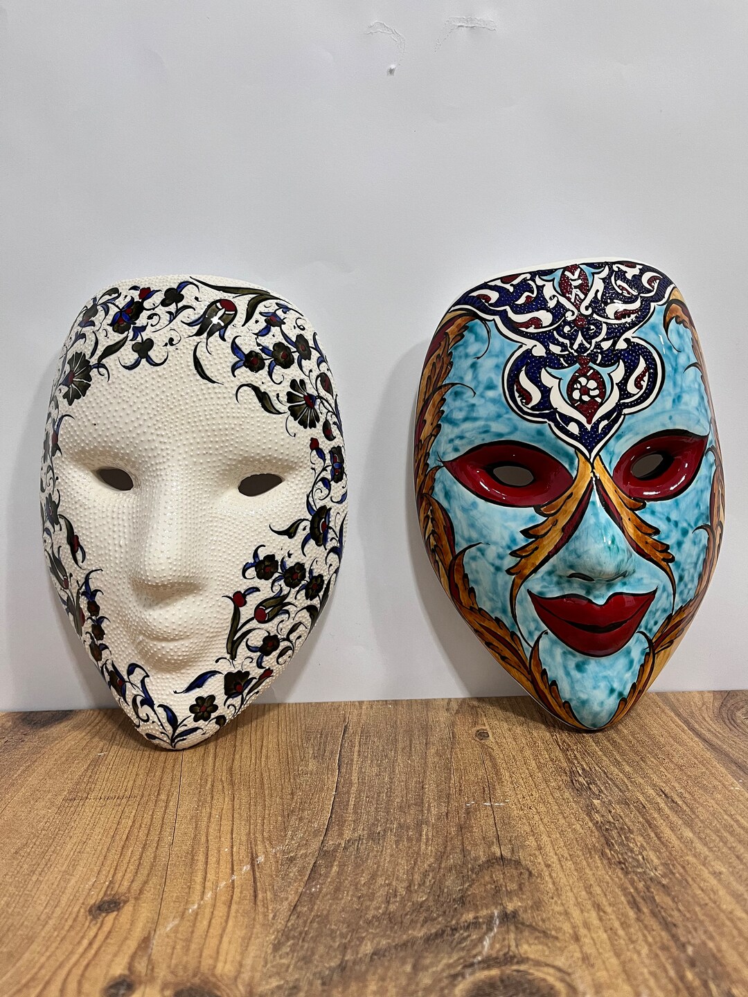 8,5'' Ceramic Human Mask, Makeup, Tarditional Ceramic Pattern, Hand ...