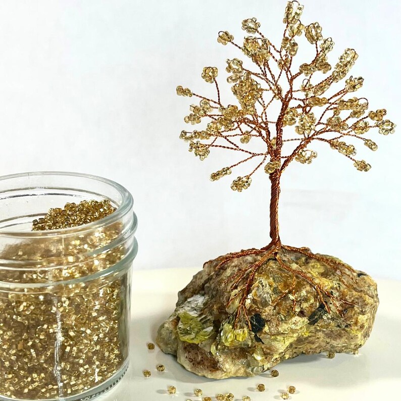 Hand Beaded Gold Leaf Copper Wire Tree of Life Housewarming Gift - Etsy