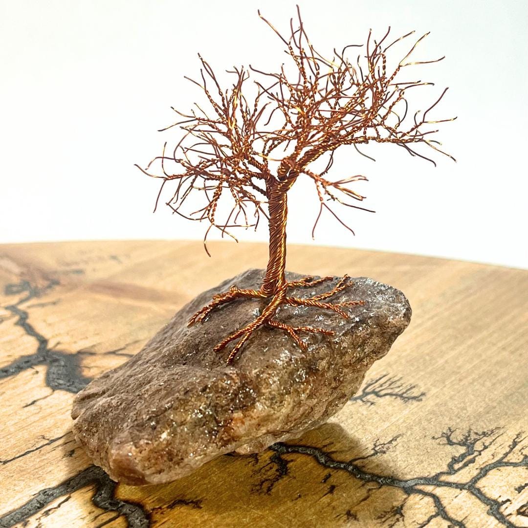 Twisted Copper Wire Tree of Life Art Sculpture Home Decor on Natural ...