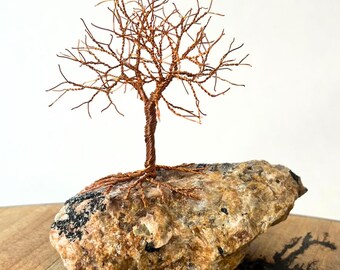 Twisted Copper Wire Tree of Life Art Sculpture Home Decor on Natural ...