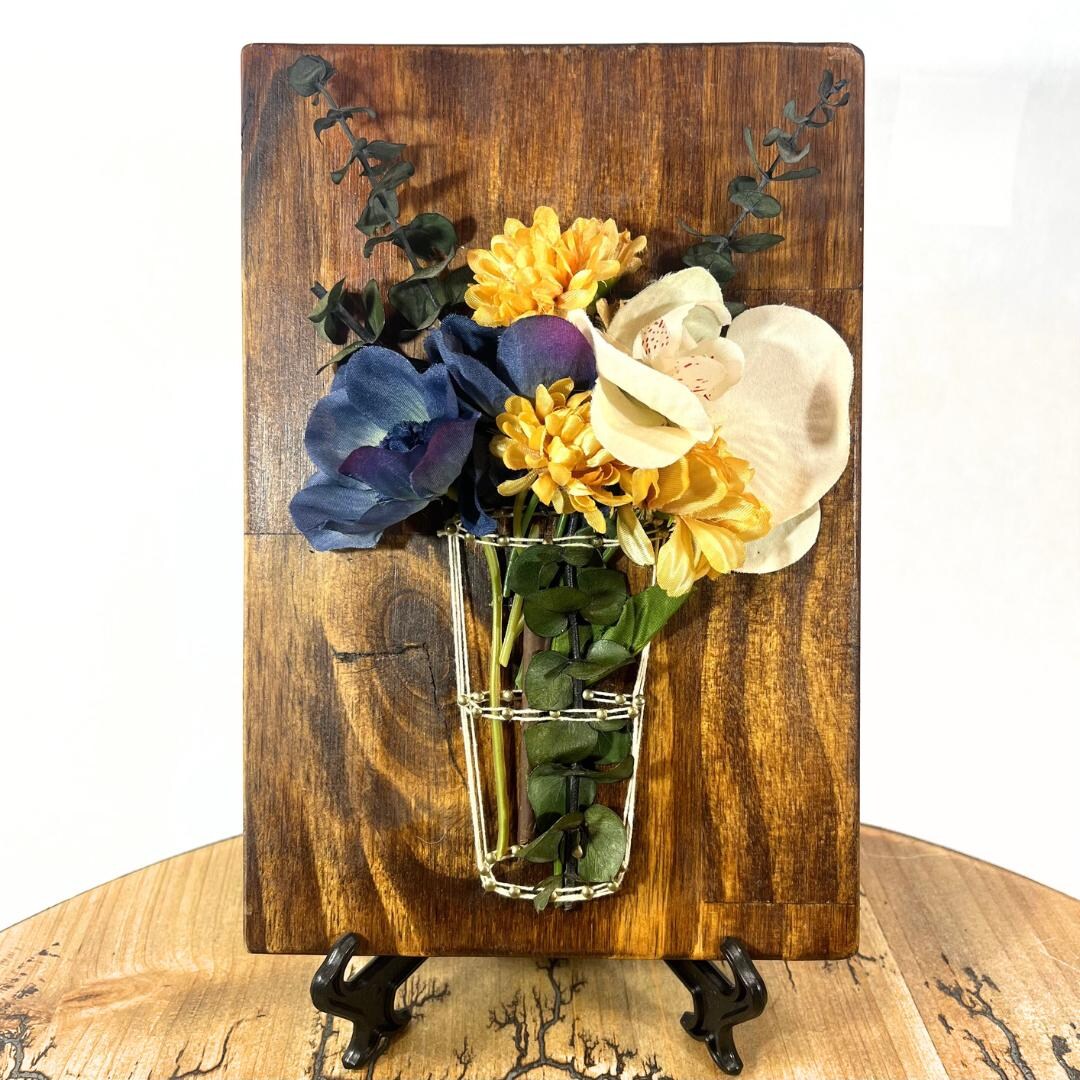 Decorative Floral String Art Vase Wall Hanging Home Decor: Blue, White and Gold Accents - Etsy