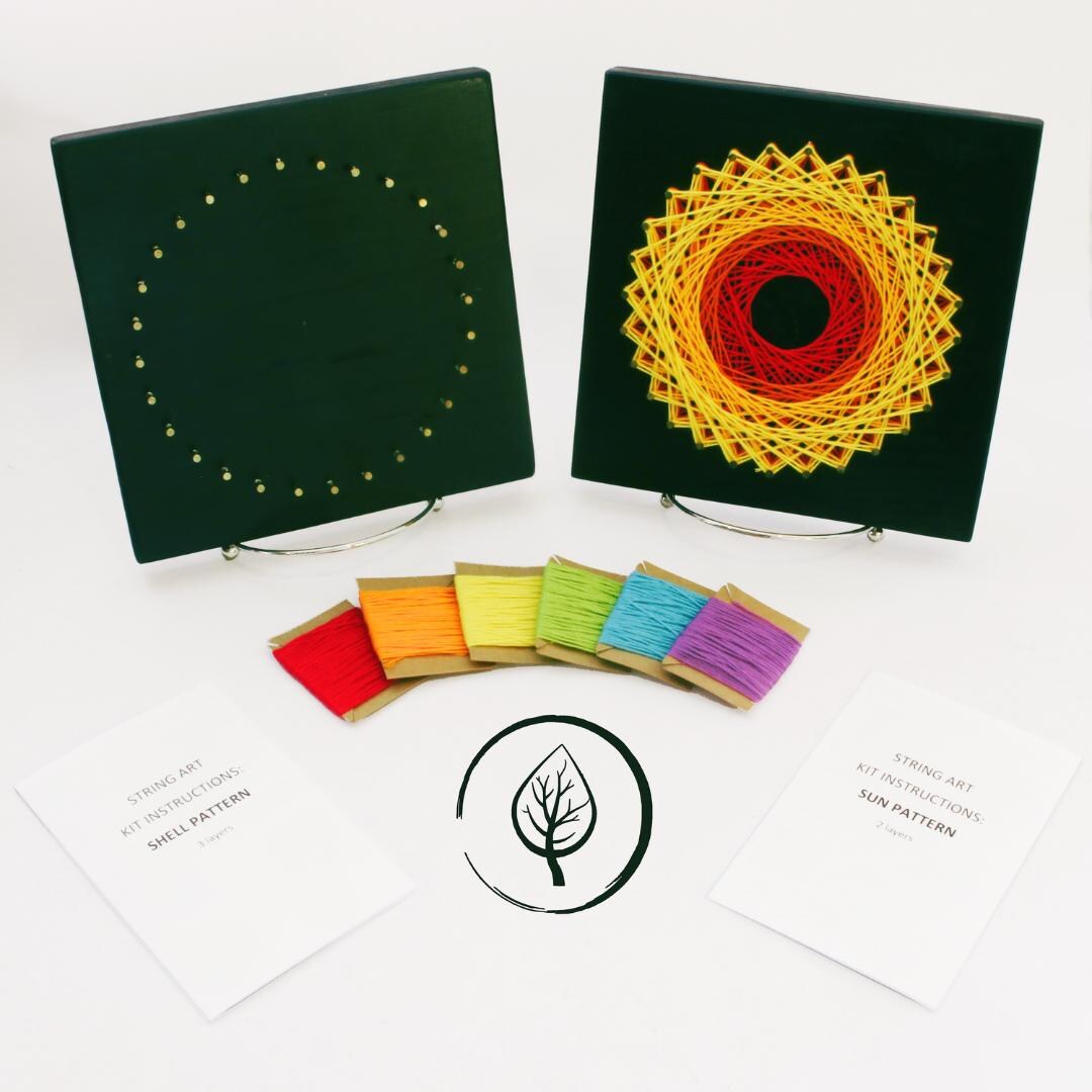 Sun and Shell Pattern String Art Craft Instruction Kit With Pre-nailed ...