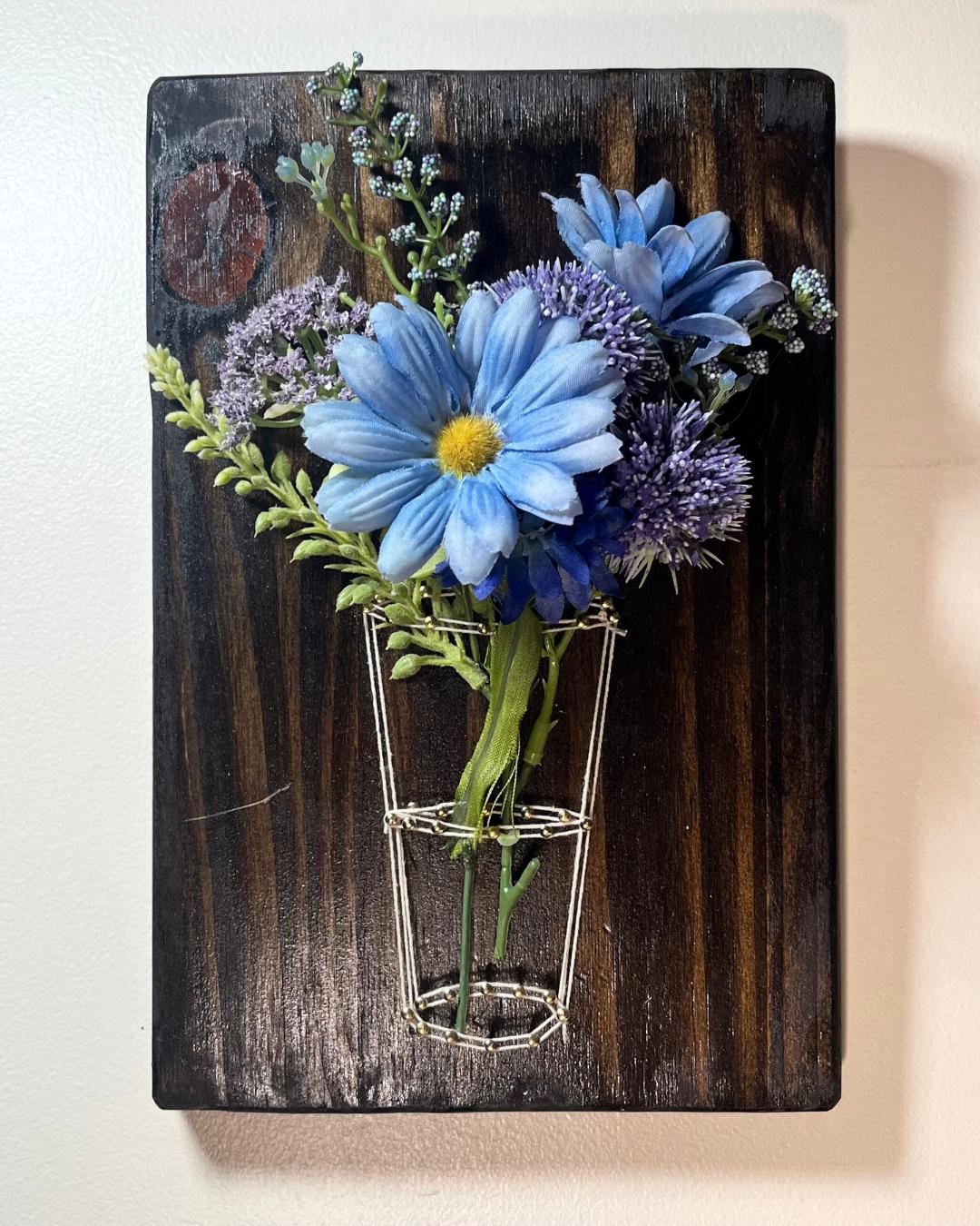 Spring Blue Lilly Floral String Art Vase Wall Hanging- Seasonal Home ...