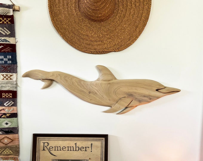 Hand Carved Wooden Dolphin ANY Size/color Wall Art Wooden Animals Wall ...