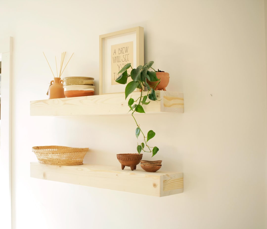 Sturdy Floating Shelves Any Stain/size Modern Contemporary Shelf Raw ...
