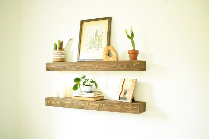 Non-sagging/easy-mount RUSTIC DISTRESSED Floating Shelves Heavy Duty ...