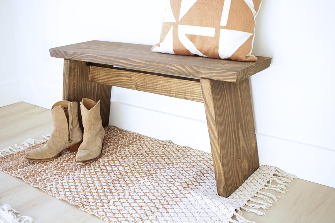 Minimalist Entryway Bench Wooden Benches Solid Wood Handmade Seat ...