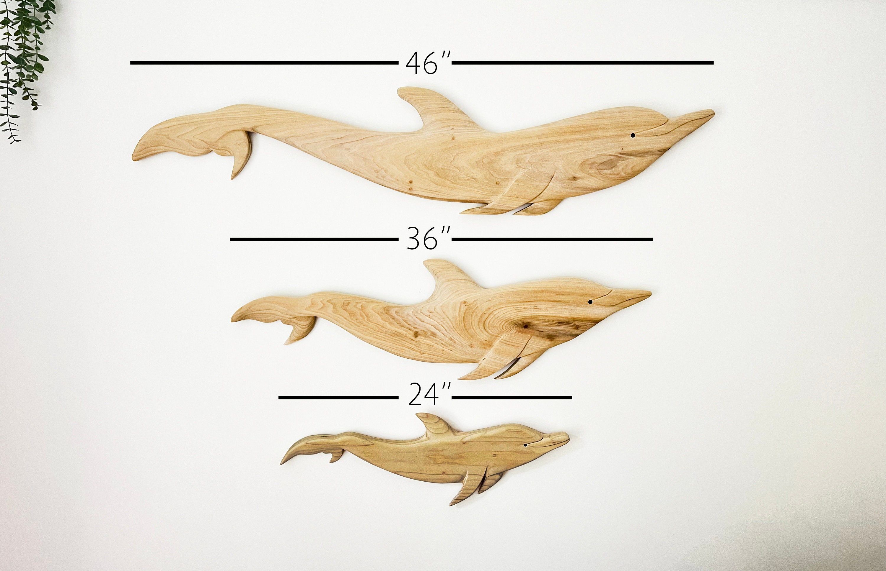 Hand Carved Wooden Dolphin ANY Size/color Wall Art Wooden Animals Wall ...