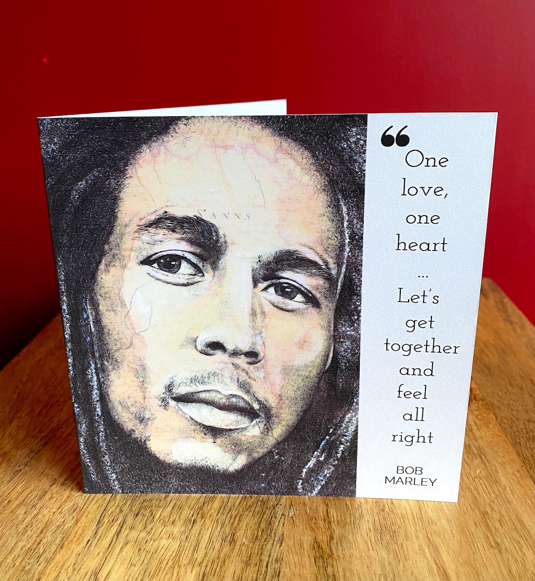 Bob Marley Inspired Greeting Birthday Card. Drawing on Map of Jamaica ...