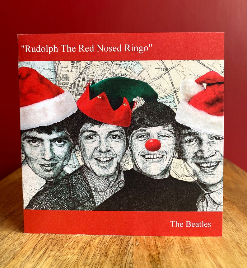 The Beatles Inspired Christmas Card. Pen Drawing Over Map of Liverpool ...
