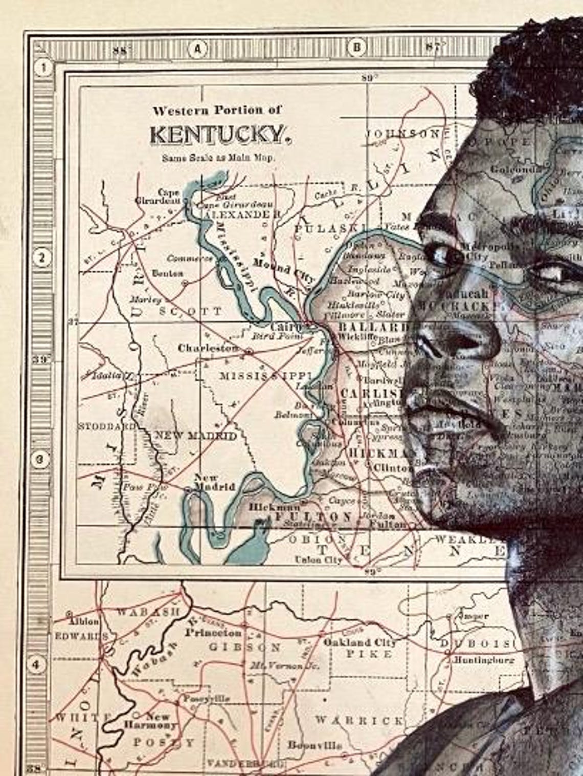 Muhammad Ali Portrait Print, Louisville Map Art (A4 Unframed) - Etsy