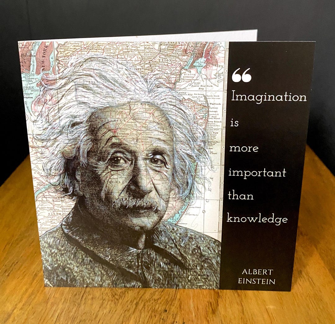 Albert Einstein Inspired Greeting Card. Pen Drawing on Map New Jersey ...