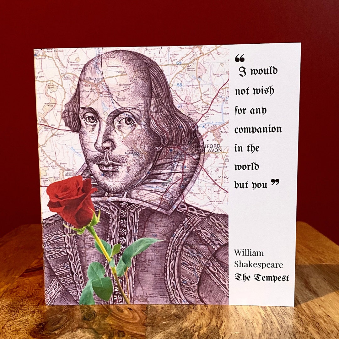 William Shakespeare Inspired Valentines Birthday Card. Drawing on Map ...