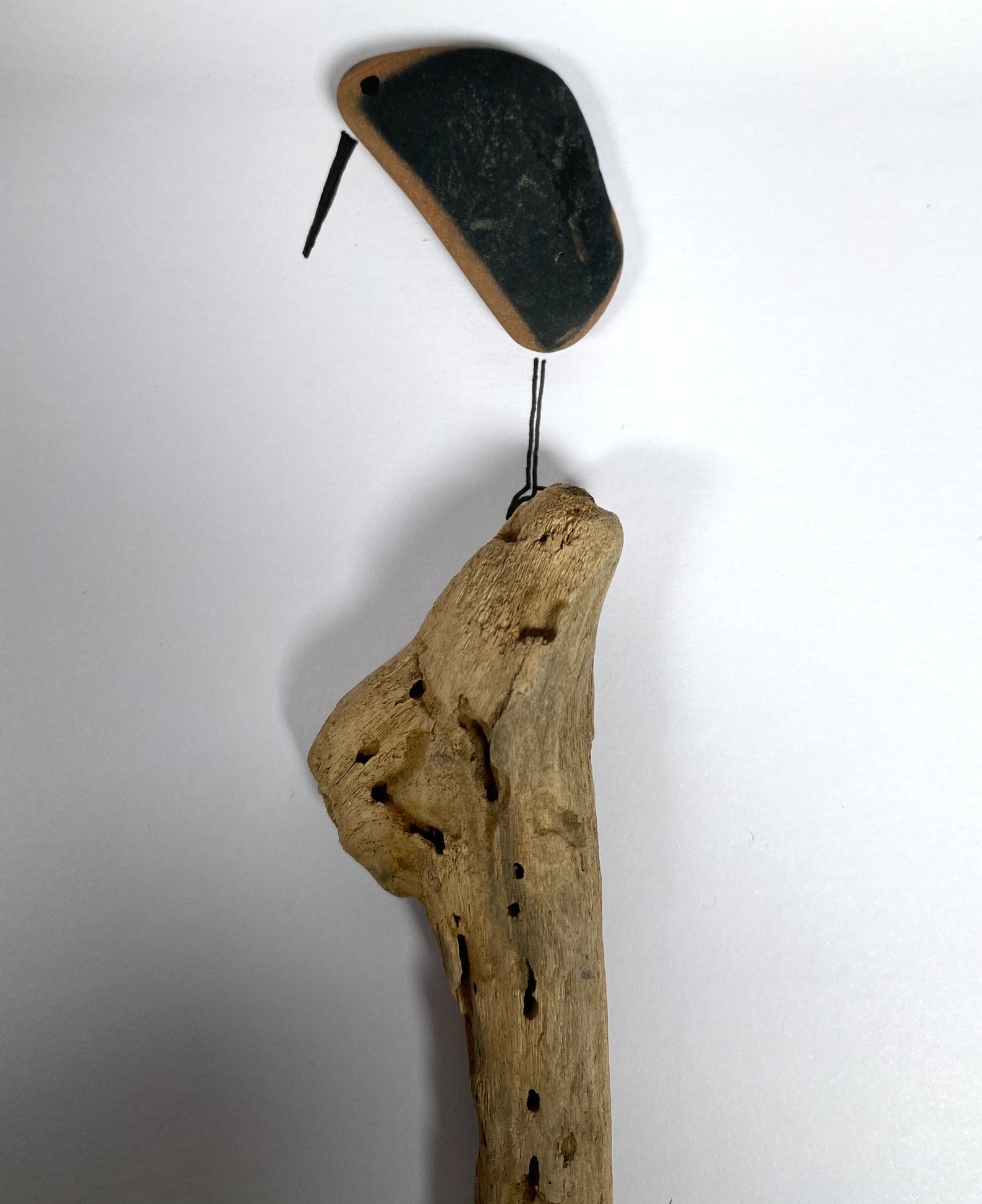 Driftwood and Pebble Art Bird on a Post 20x20cm Framed. Original and ...