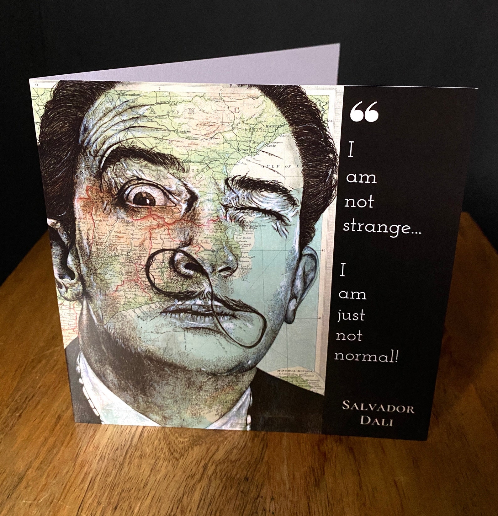 Salvador Dali Inspired Greeting Birthday Card. Drawing on Map Spain ...