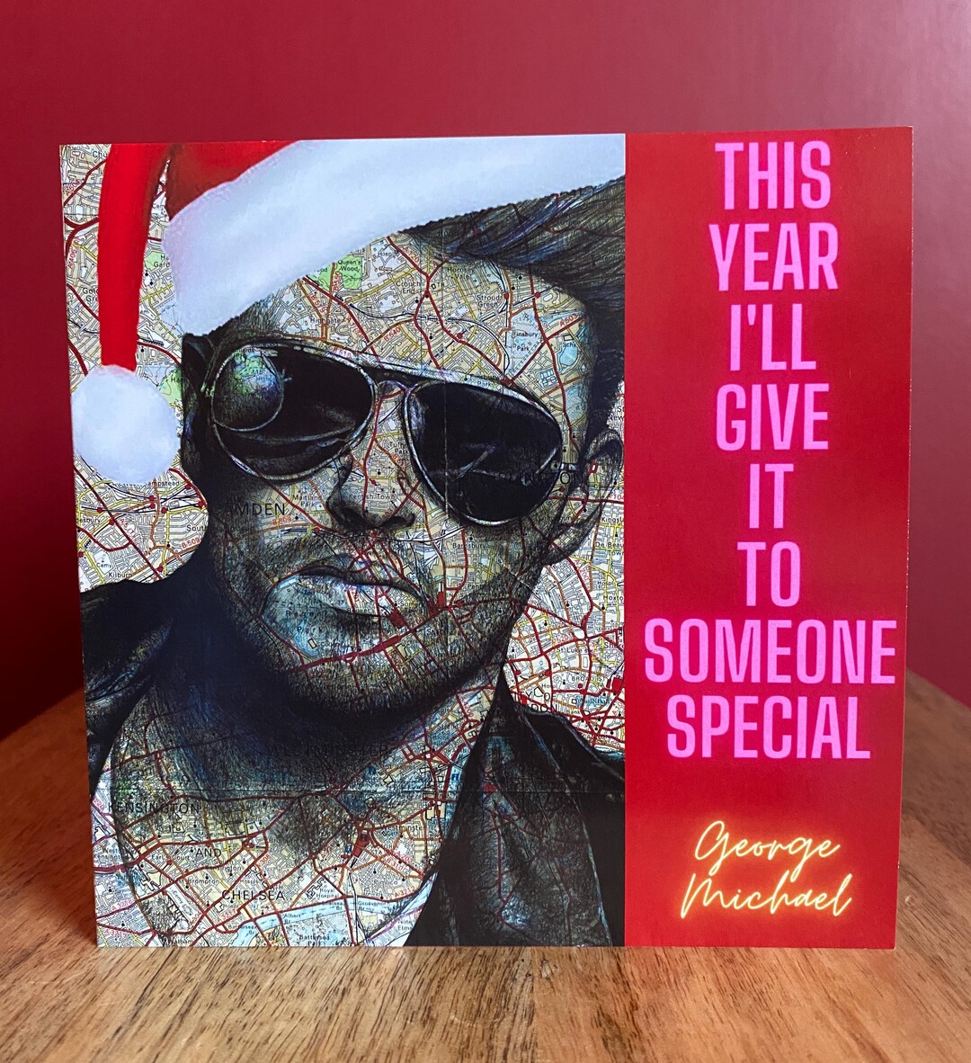 Wham George Michael Inspired Christmas Card. Pen Drawing Over Map. - Etsy