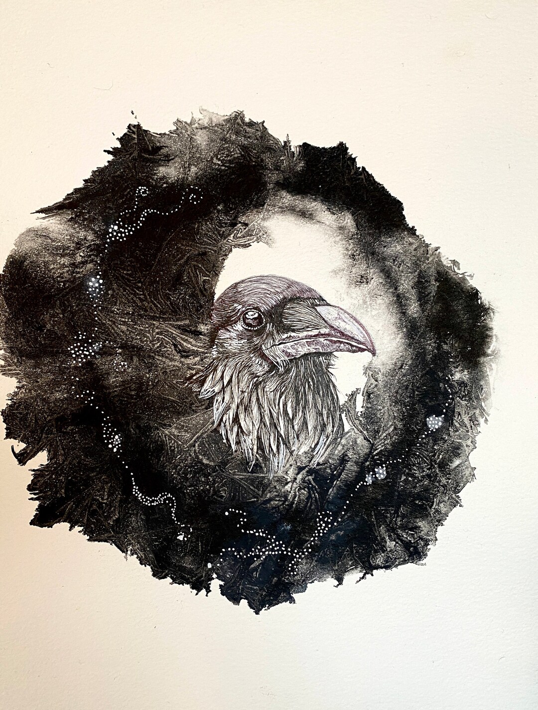 Crow Pen and Ink Original Drawing Art. Black Unframed A4 - Etsy