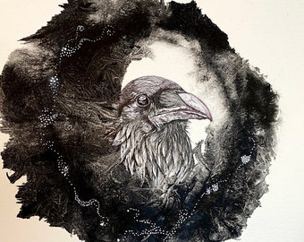 Sphere Circles Pen, Ink and Pencil Drawing. Black, White & Blue ...