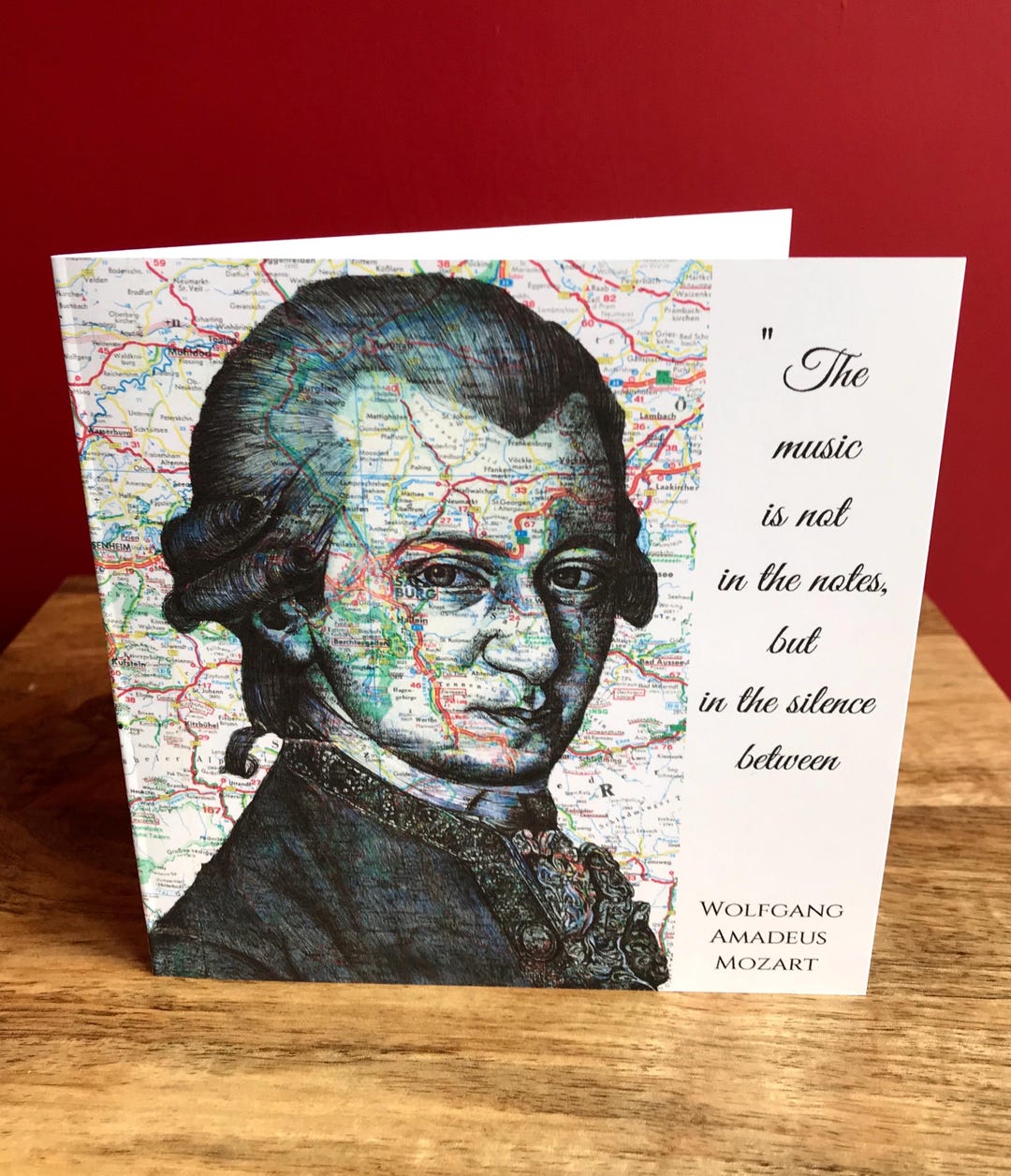 Mozart Inspired Greeting Card. Pen Drawing on Map of Austria. Blank - Etsy