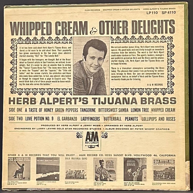Herb Alpert's Tijuana Brass - Whipped Cream and Other Delights - Vinyl ...