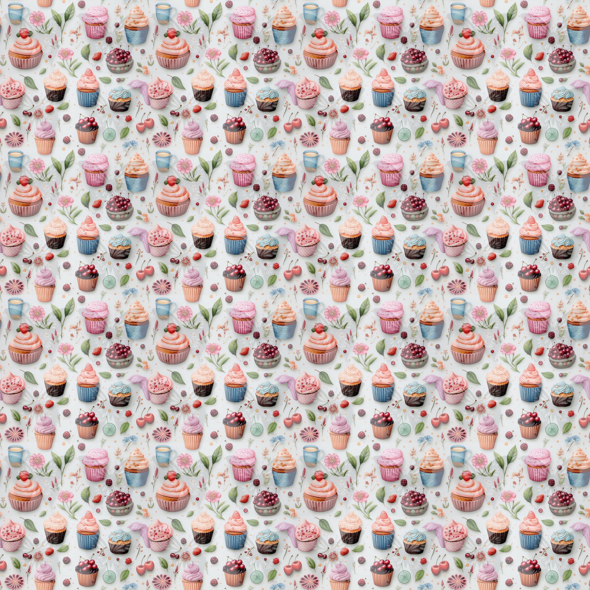 Explore Our Delightful Digital Papers Featuring Cute Cup Cake Designs ...