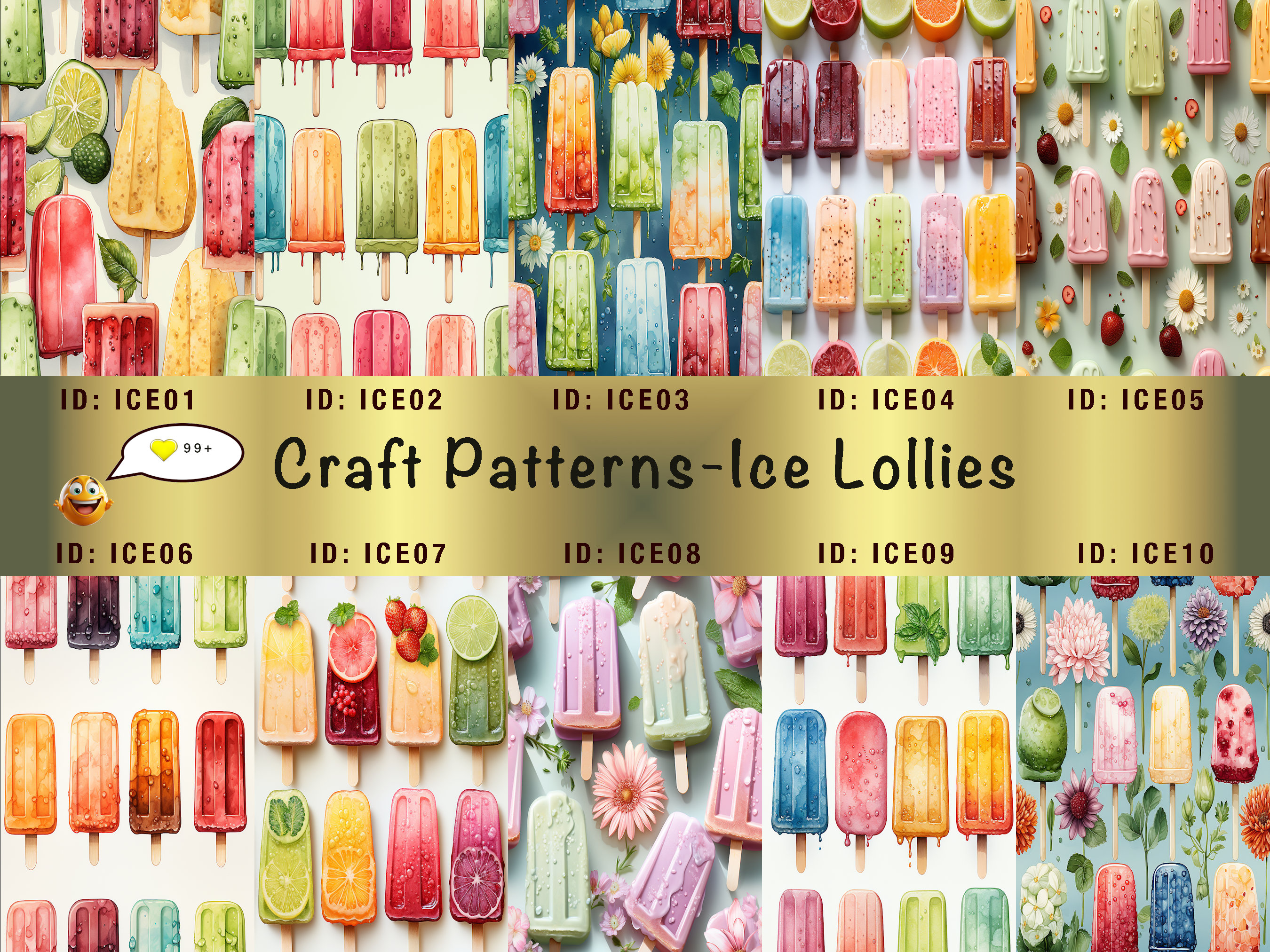 Explore Our Delightful Digital Papers Featuring Cute Ice Lolly Designs ...