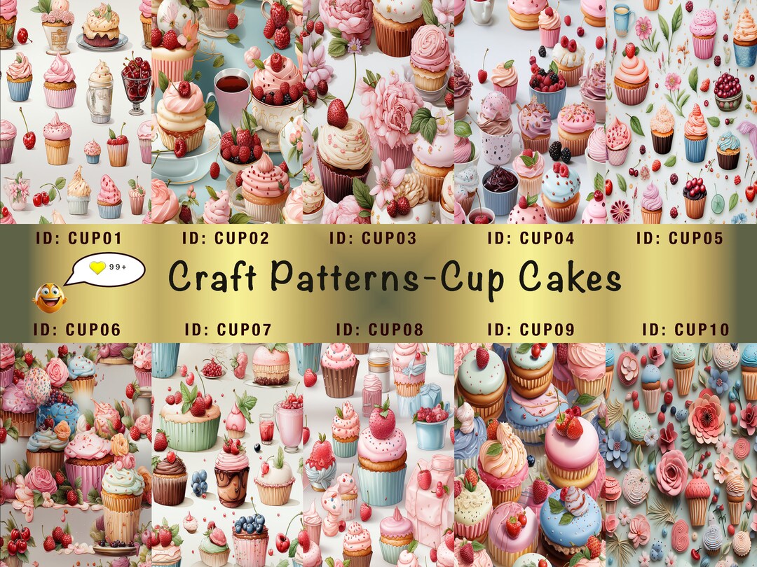 Explore Our Delightful Digital Papers Featuring Cute Cup Cake Designs ...