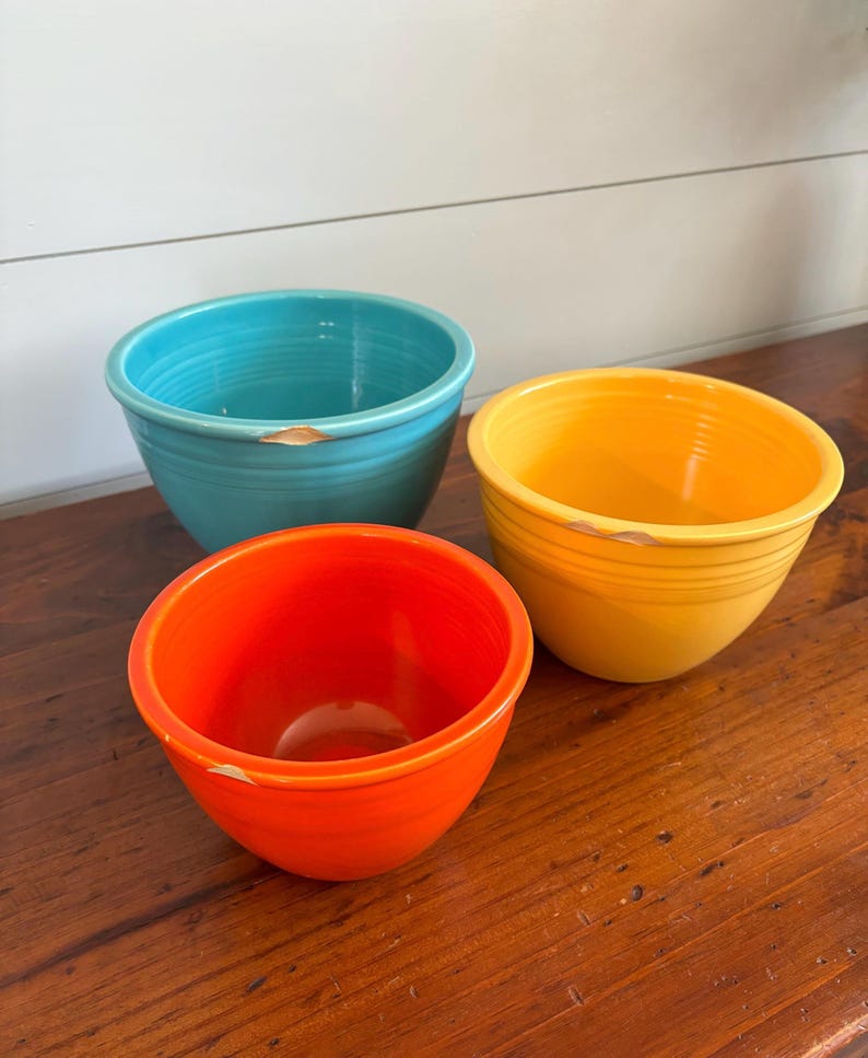Vintage Fiestaware Nesting Mixing Bowls #4,#3,#2 - Etsy