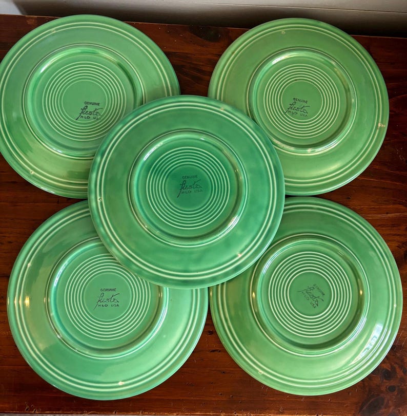 Vintage Fiestaware Original Green Luncheon Plates - Etsy