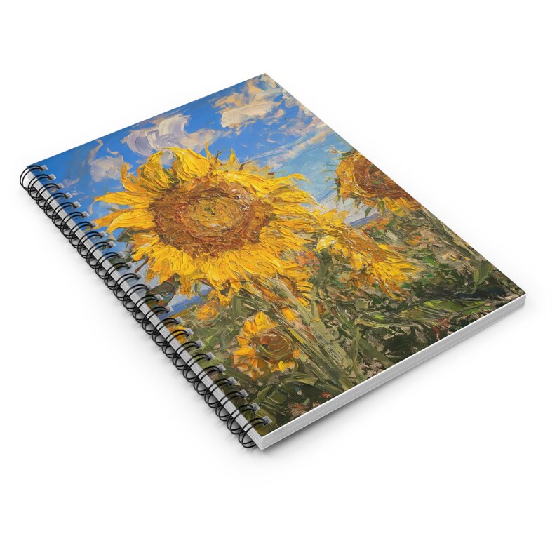Sunflower Spiral Notebook - Ruled Line, Blue Sky Rustic Journal, Floral ...