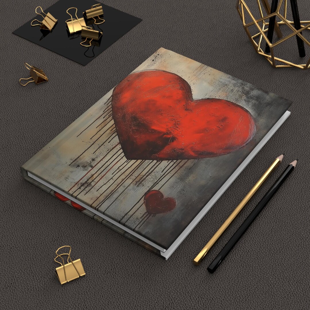 Hearts Hardcover Journal, Matte Valentines Day Notebook, 150 Lined ...