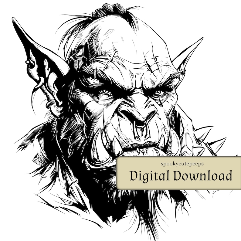 Orc SVG DIY Cut Out Clip Art, Fantasy Printable PNG, Simple Vector ...