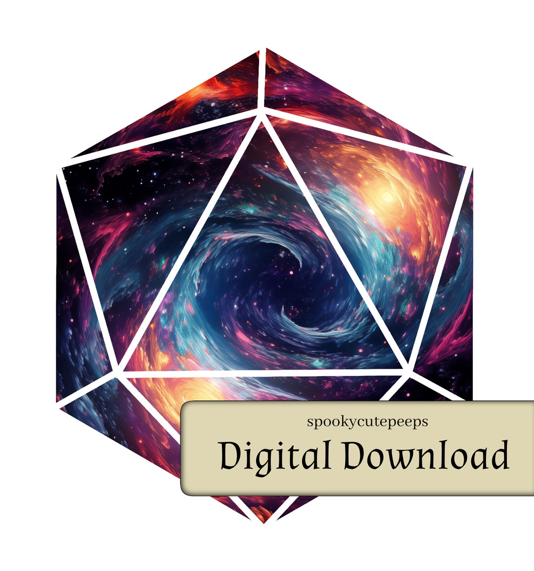 Galaxy Dice Illustration, D20, Transparent Background, Printable ...