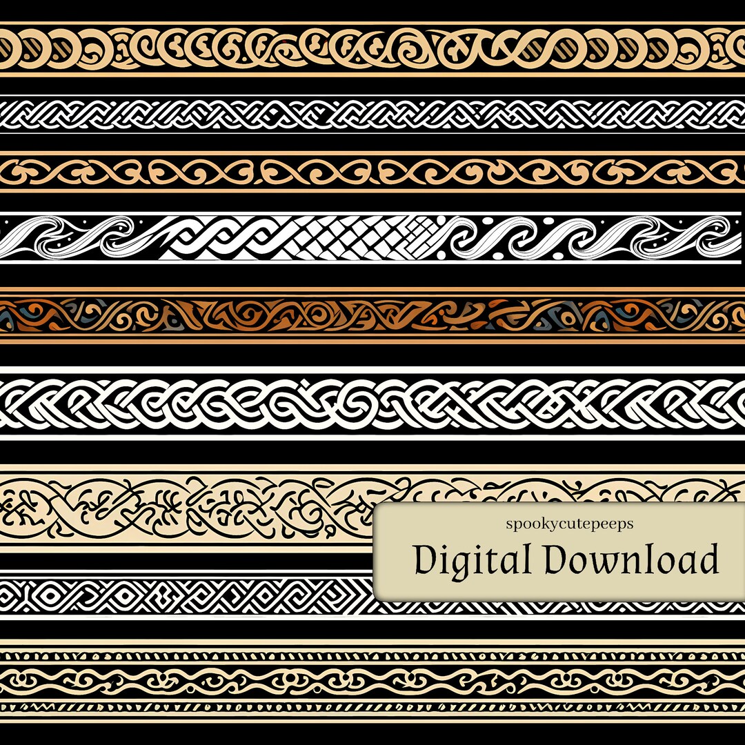 Legends of Valhalla: Viking Borders - 20 Pack Seamless Digital Papers ...